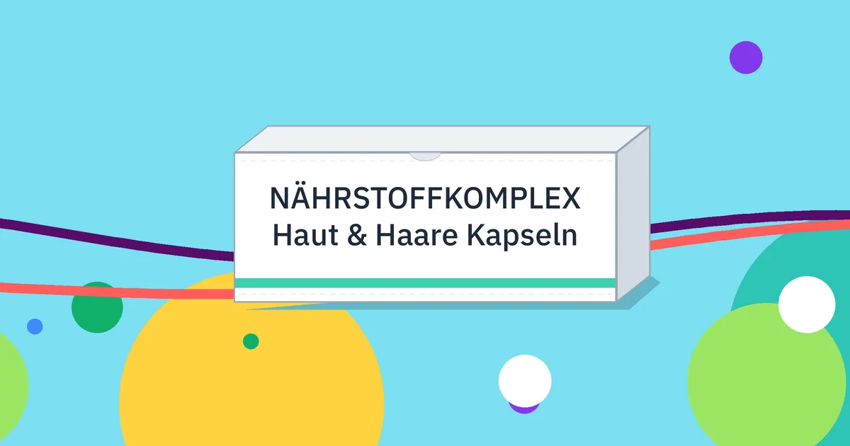 Symbolbild: Packung mit der Aufschrift NÄHRSTOFFKOMPLEX Haut & Haare Kapseln (PZN 07749729) – Verfügbarkeit und Bezug in Apotheken in Frankfurt am Main