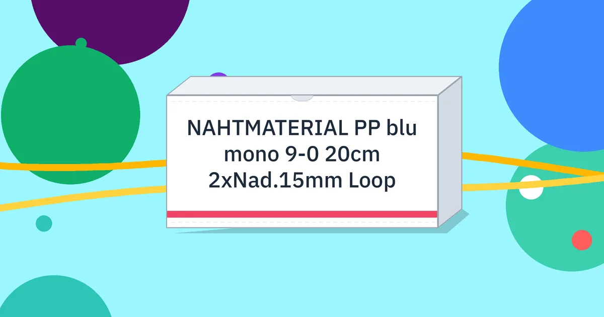 Symbolbild: Packung mit der Aufschrift NAHTMATERIAL PP blu mono 9-0 20cm 2xNad.15mm Loop (PZN 18823630) – Verfügbarkeit und Bezug in Apotheken in Frankfurt am Main