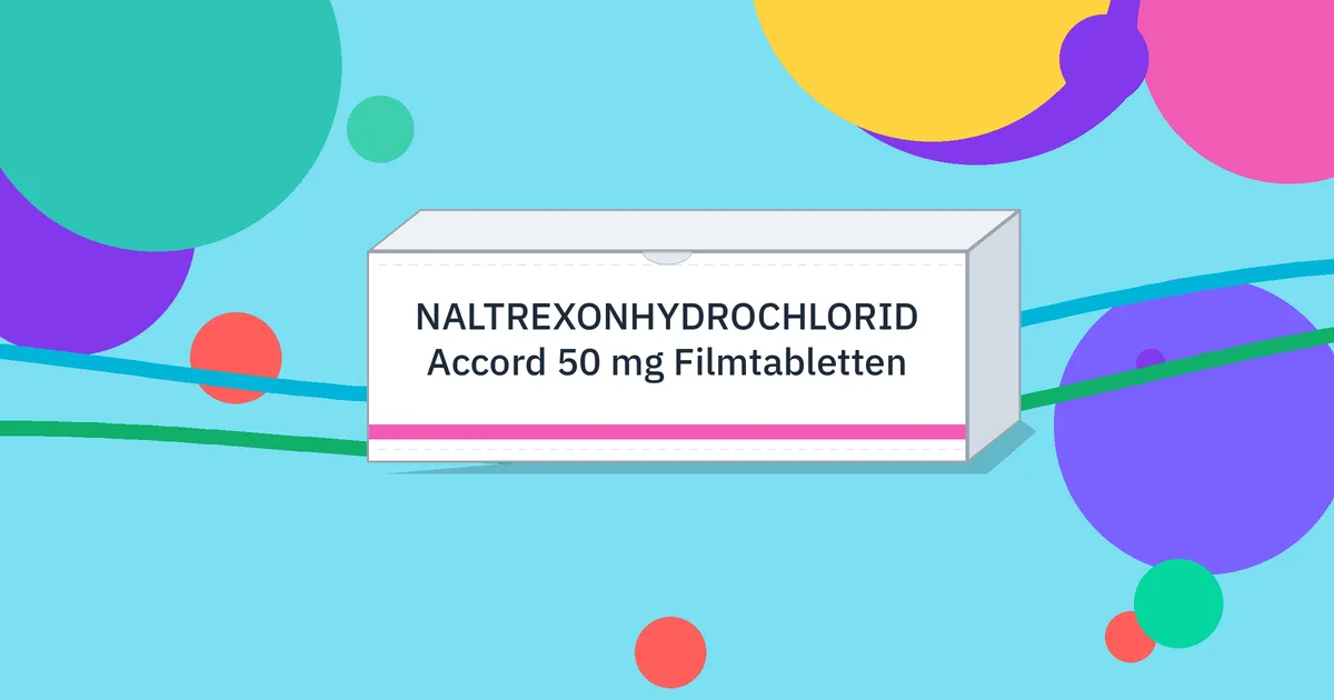 Symbolbild: Packung mit der Aufschrift NALTREXONHYDROCHLORID Accord 50 mg Filmtabletten (PZN 19679744) – Verfügbarkeit und Bezug in Apotheken in Frankfurt am Main