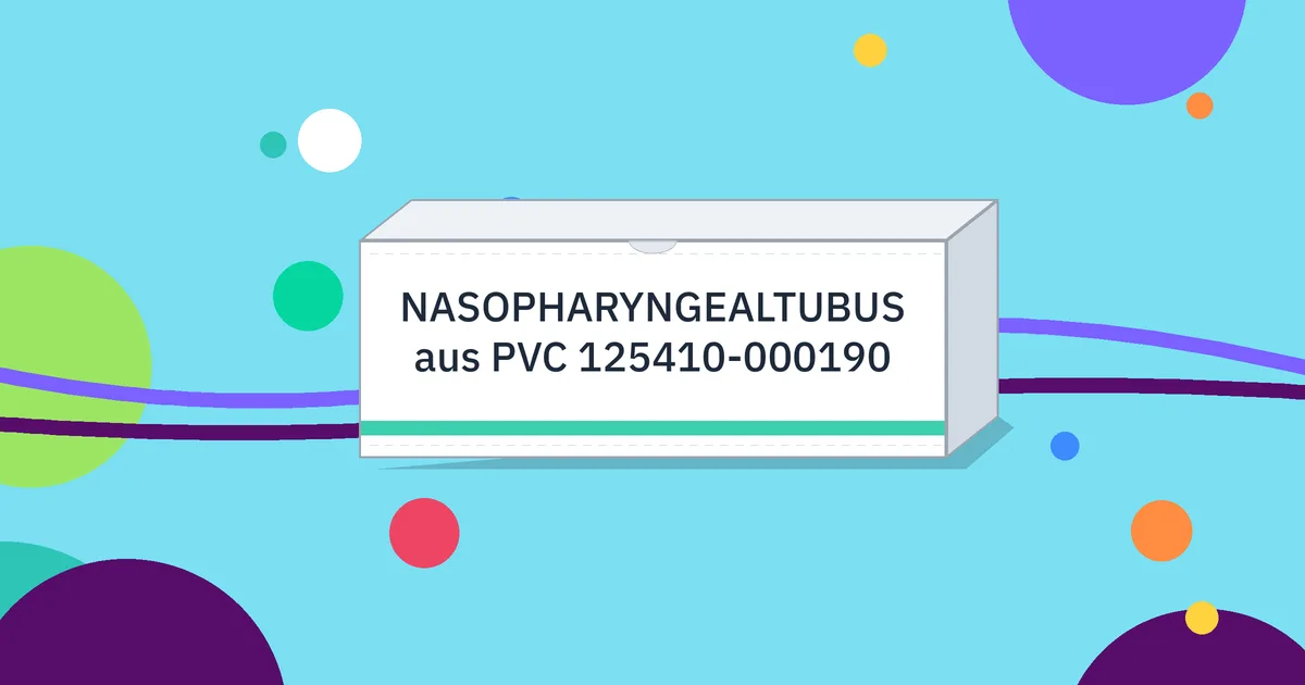 Symbolbild: Packung mit der Aufschrift NASOPHARYNGEALTUBUS aus PVC 125410-000190 (PZN 05031063) – Verfügbarkeit und Bezug in Apotheken in Frankfurt am Main