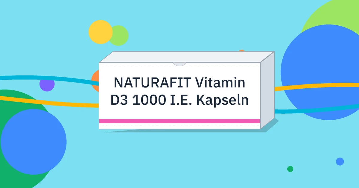 Symbolbild: Packung mit der Aufschrift NATURAFIT Vitamin D3 1000 I.E. Kapseln (PZN 10297969) – Verfügbarkeit und Bezug in Apotheken in Frankfurt am Main