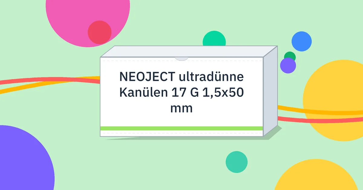 Symbolbild: Packung mit der Aufschrift NEOJECT ultradünne Kanülen 17 G 1,5x50 mm (PZN 19888152) – Verfügbarkeit und Bezug in Apotheken in Frankfurt am Main