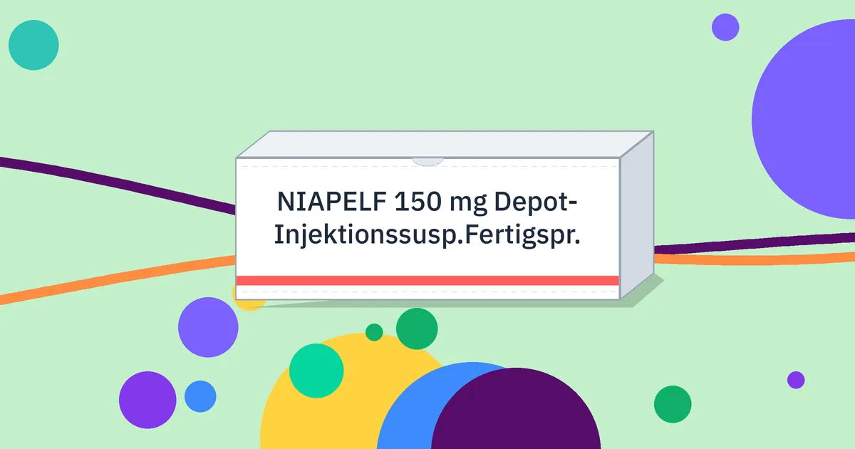 Symbolbild: Packung mit der Aufschrift NIAPELF 150 mg Depot-Injektionssusp.Fertigspr. (PZN 20119832) – Verfügbarkeit und Bezug in Apotheken in Frankfurt am Main