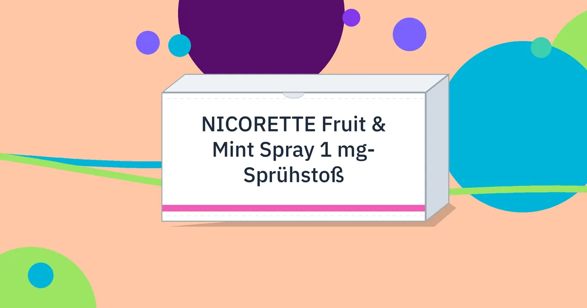 Symbolbild: Packung mit der Aufschrift NICORETTE Fruit & Mint Spray 1 mg-Sprühstoß (PZN 17969389) – Verfügbarkeit und Bezug in Apotheken in Frankfurt am Main