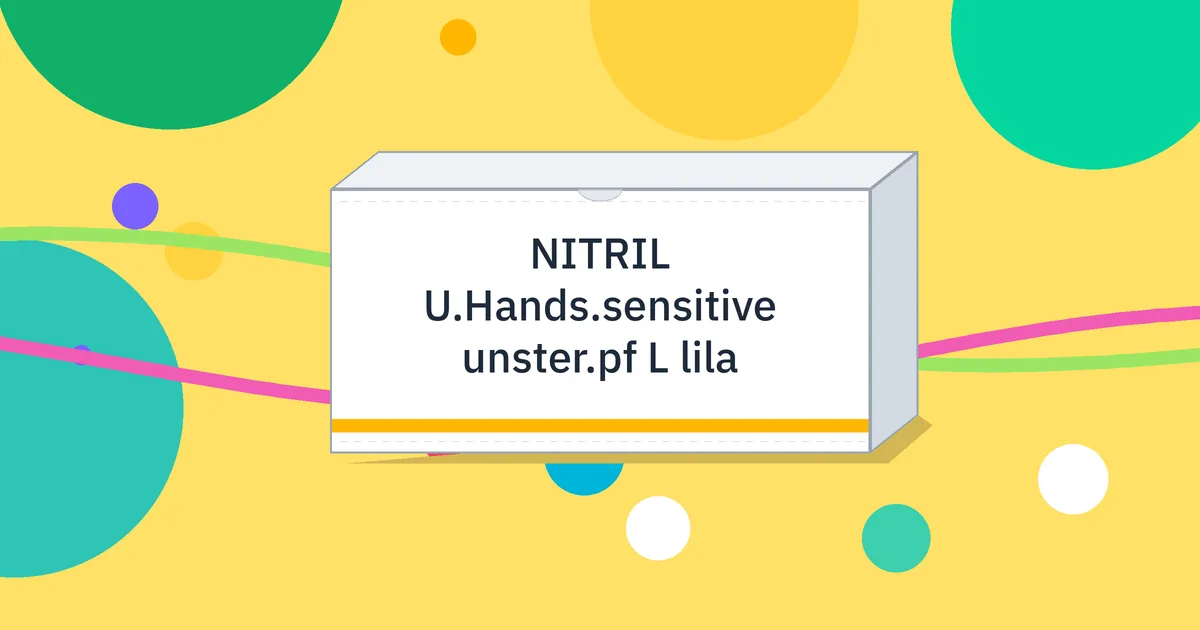 Symbolbild: Packung mit der Aufschrift NITRIL U.Hands.sensitive unster.pf L lila (PZN 11306972) – Verfügbarkeit und Bezug in Apotheken in Frankfurt am Main