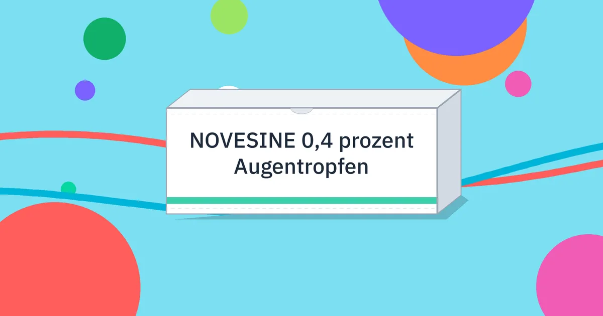 Symbolbild: Packung mit der Aufschrift NOVESINE 0,4 prozent Augentropfen (PZN 03804360) – Verfügbarkeit und Bezug in Apotheken in Frankfurt am Main