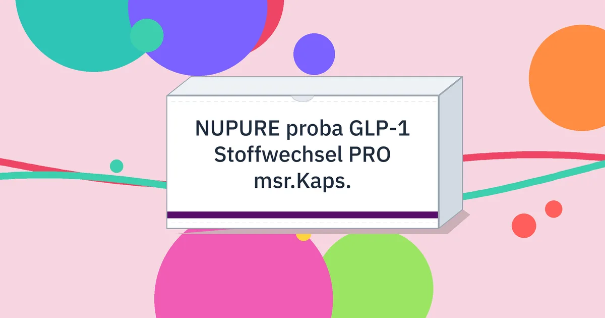 Symbolbild: Packung mit der Aufschrift NUPURE proba GLP-1 Stoffwechsel PRO msr.Kaps. (PZN 19513446) – Verfügbarkeit und Bezug in Apotheken in Frankfurt am Main