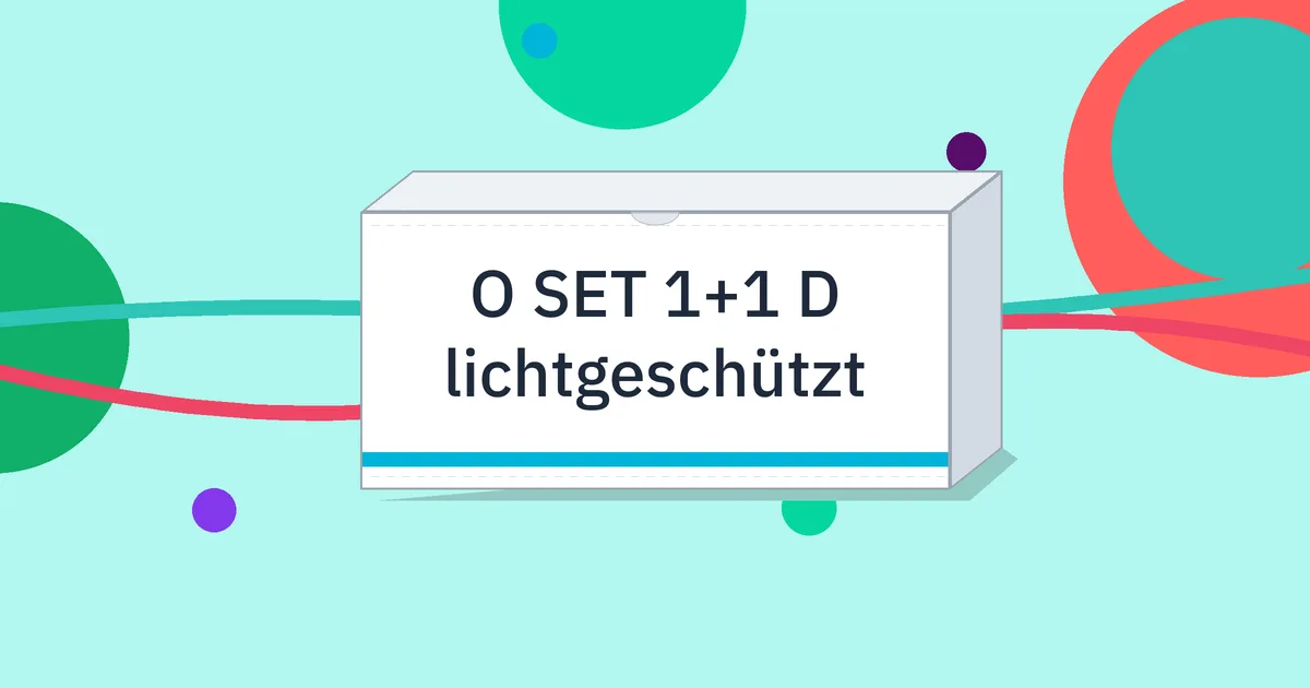Symbolbild: Packung mit der Aufschrift O SET 1+1 D lichtgeschützt (PZN 13833144) – Verfügbarkeit und Bezug in Apotheken in Frankfurt am Main