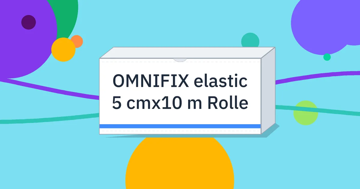 Symbolbild: Packung mit der Aufschrift OMNIFIX elastic 5 cmx10 m Rolle (PZN 05529975) – Verfügbarkeit und Bezug in Apotheken in Frankfurt am Main