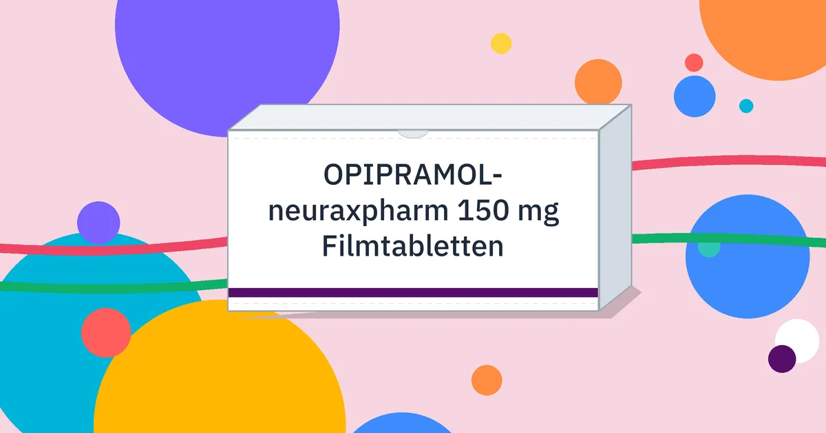 Symbolbild: Packung mit der Aufschrift OPIPRAMOL-neuraxpharm 150 mg Filmtabletten (PZN 03480130) – Verfügbarkeit und Bezug in Apotheken in Frankfurt am Main
