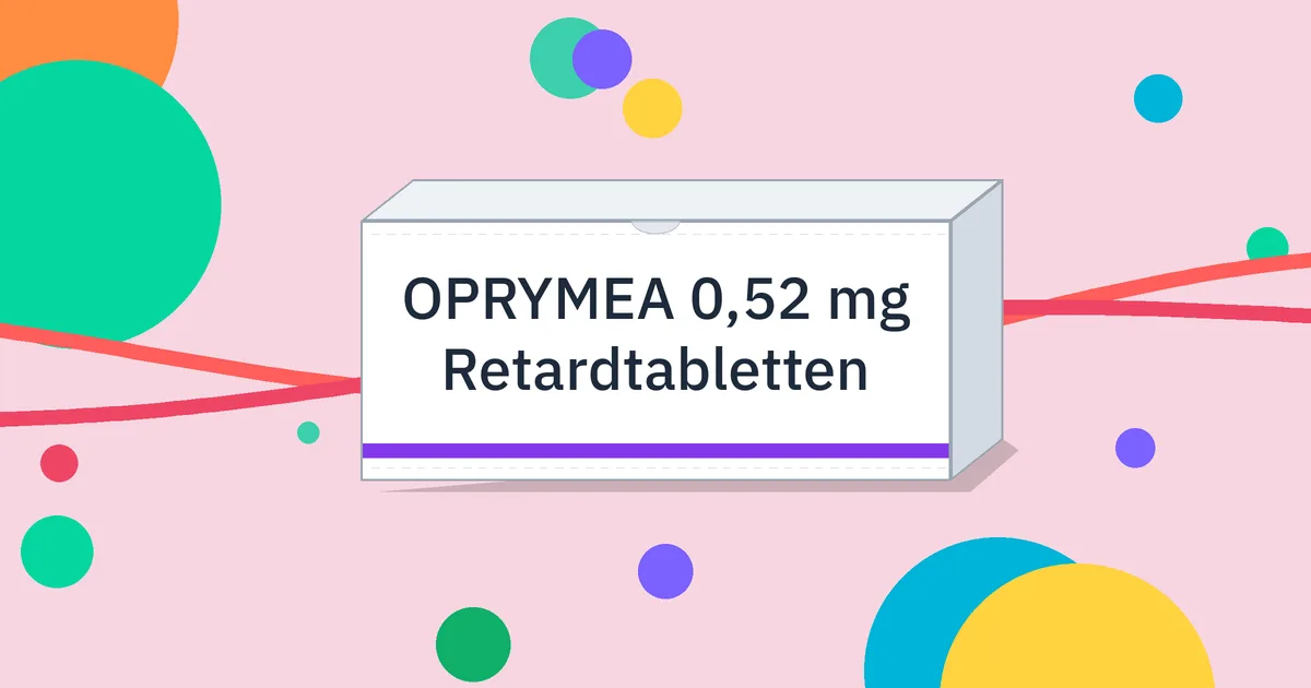 Symbolbild: Packung mit der Aufschrift OPRYMEA 0,52 mg Retardtabletten (PZN 14139724) – Verfügbarkeit und Bezug in Apotheken in Frankfurt am Main