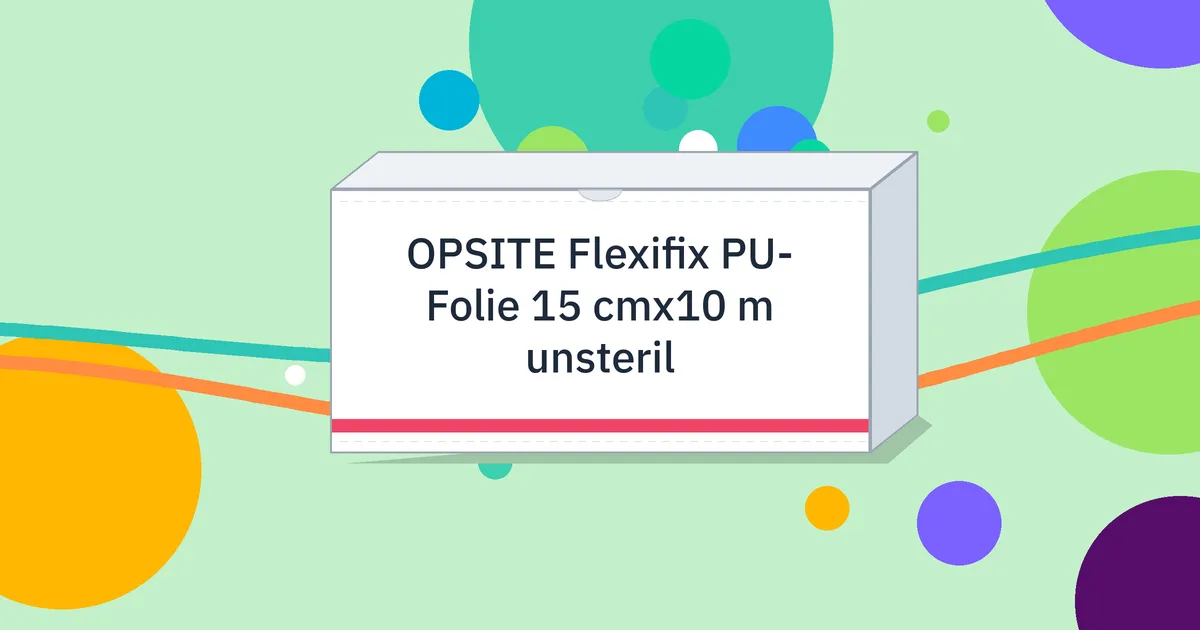 Symbolbild: Packung mit der Aufschrift OPSITE Flexifix PU-Folie 15 cmx10 m unsteril (PZN 16044620) – Verfügbarkeit und Bezug in Apotheken in Frankfurt am Main