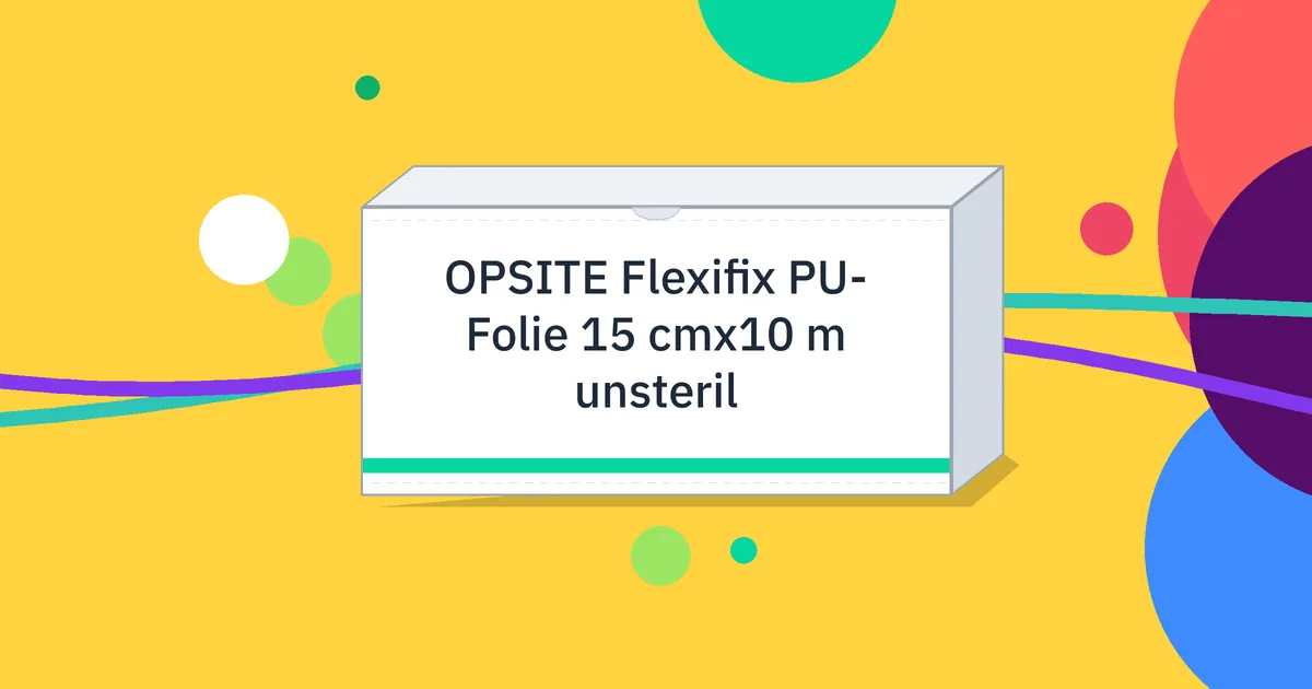 Symbolbild: Packung mit der Aufschrift OPSITE Flexifix PU-Folie 15 cmx10 m unsteril (PZN 16230759) – Verfügbarkeit und Bezug in Apotheken in Frankfurt am Main