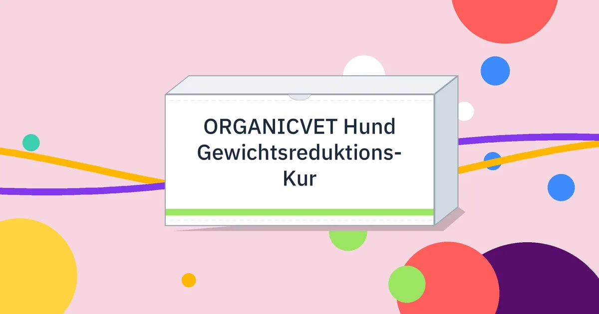 Symbolbild: Packung mit der Aufschrift ORGANICVET Hund Gewichtsreduktions-Kur (PZN 10921830) – Verfügbarkeit und Bezug in Apotheken in Frankfurt am Main