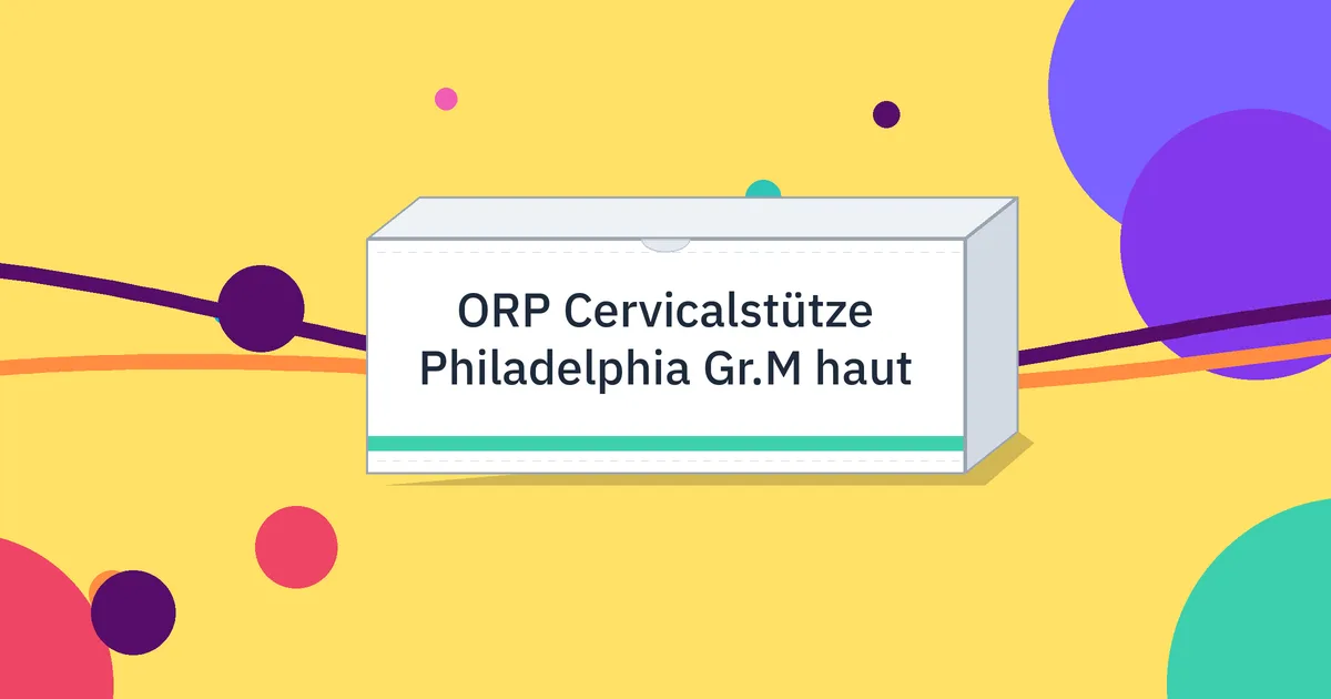 Symbolbild: Packung mit der Aufschrift ORP Cervicalstütze Philadelphia Gr.M haut (PZN 04900982) – Verfügbarkeit und Bezug in Apotheken in Frankfurt am Main