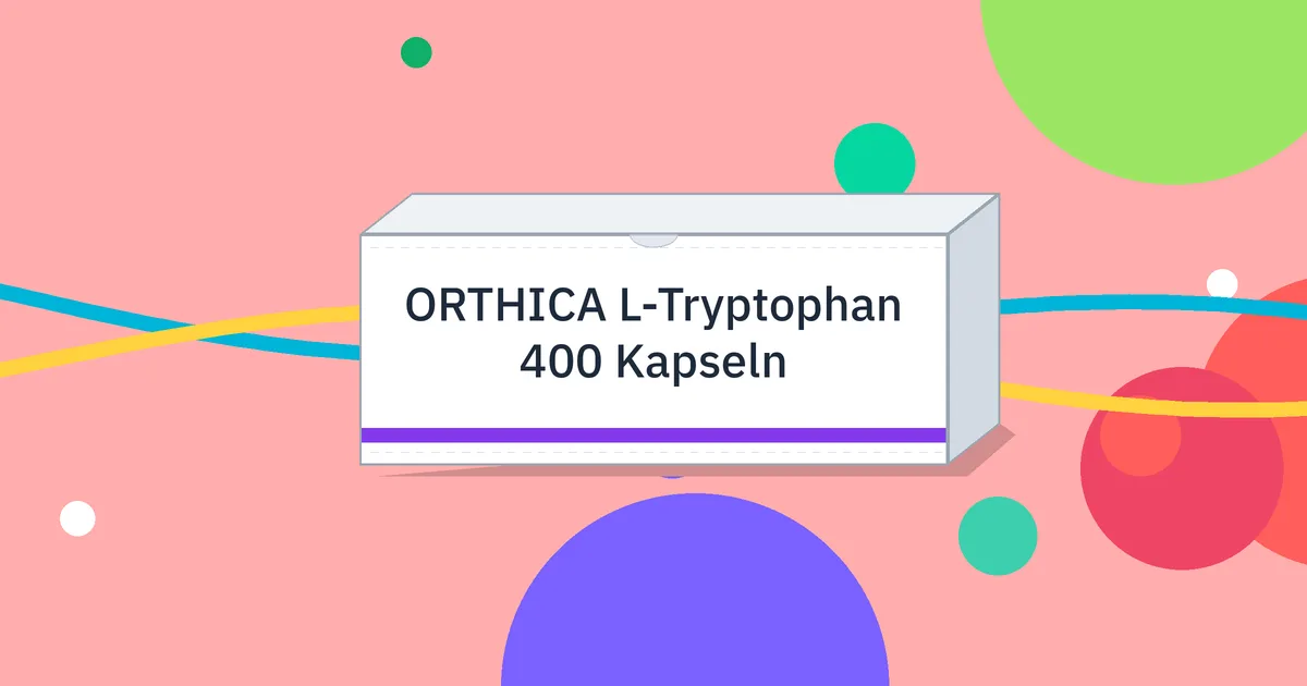 Symbolbild: Packung mit der Aufschrift ORTHICA L-Tryptophan 400 Kapseln (PZN 13859907) – Verfügbarkeit und Bezug in Apotheken in Frankfurt am Main