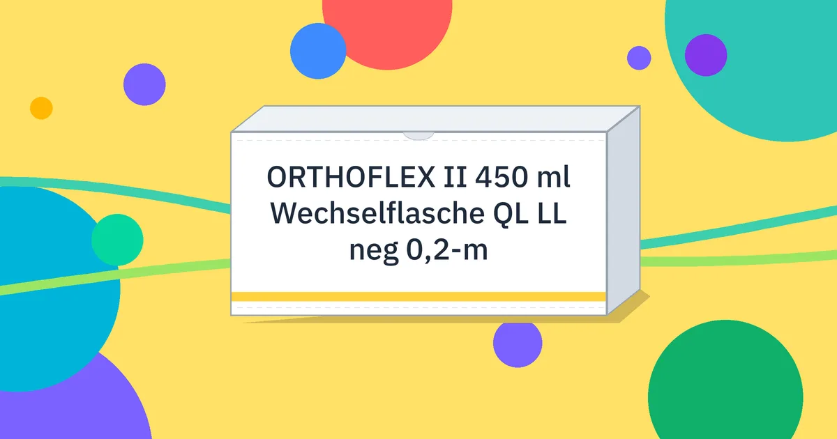 Symbolbild: Packung mit der Aufschrift ORTHOFLEX II 450 ml Wechselflasche QL LL neg 0,2-m (PZN 17485697) – Verfügbarkeit und Bezug in Apotheken in Frankfurt am Main