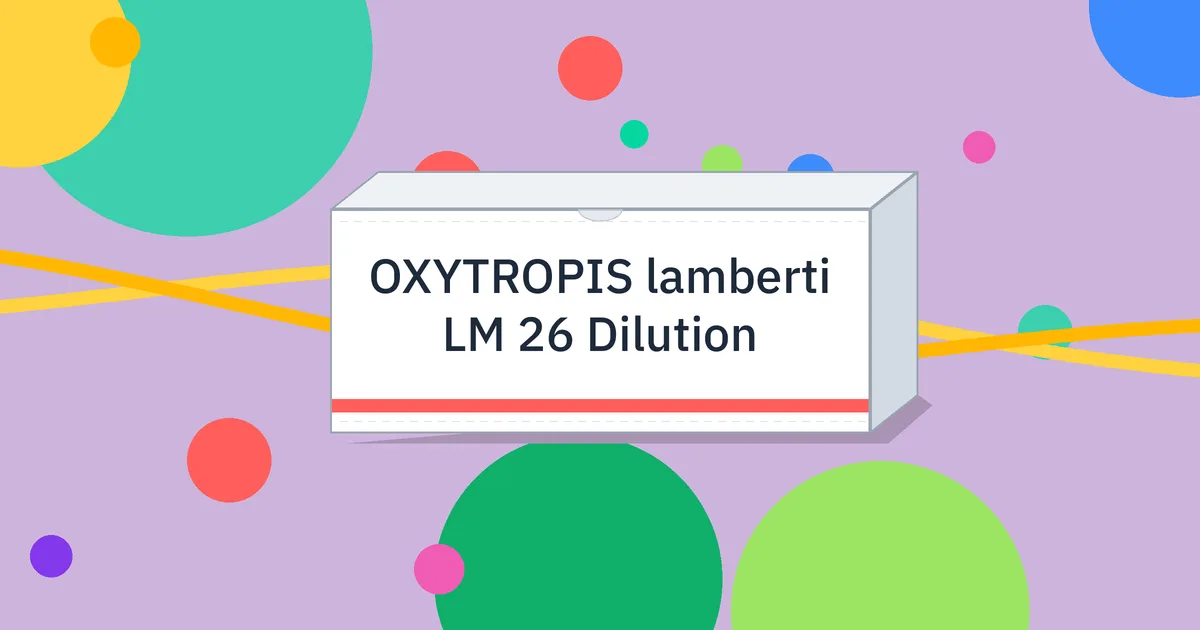 Symbolbild: Packung mit der Aufschrift OXYTROPIS lamberti LM 26 Dilution (PZN 13630056) – Verfügbarkeit und Bezug in Apotheken in Frankfurt am Main
