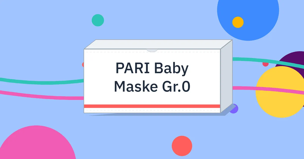 Symbolbild: Packung mit der Aufschrift PARI Baby Maske Gr.0 (PZN 19136512) – Verfügbarkeit und Bezug in Apotheken in Frankfurt am Main
