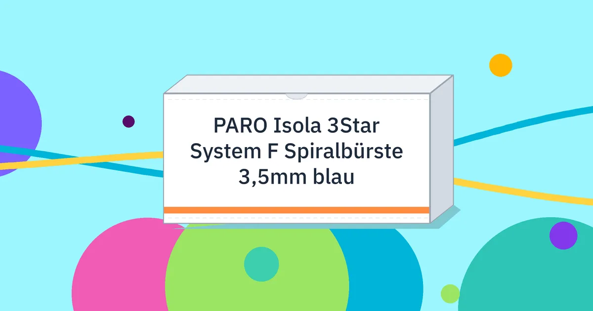 Symbolbild: Packung mit der Aufschrift PARO Isola 3Star System F Spiralbürste 3,5mm blau (PZN 07571817) – Verfügbarkeit und Bezug in Apotheken in Frankfurt am Main