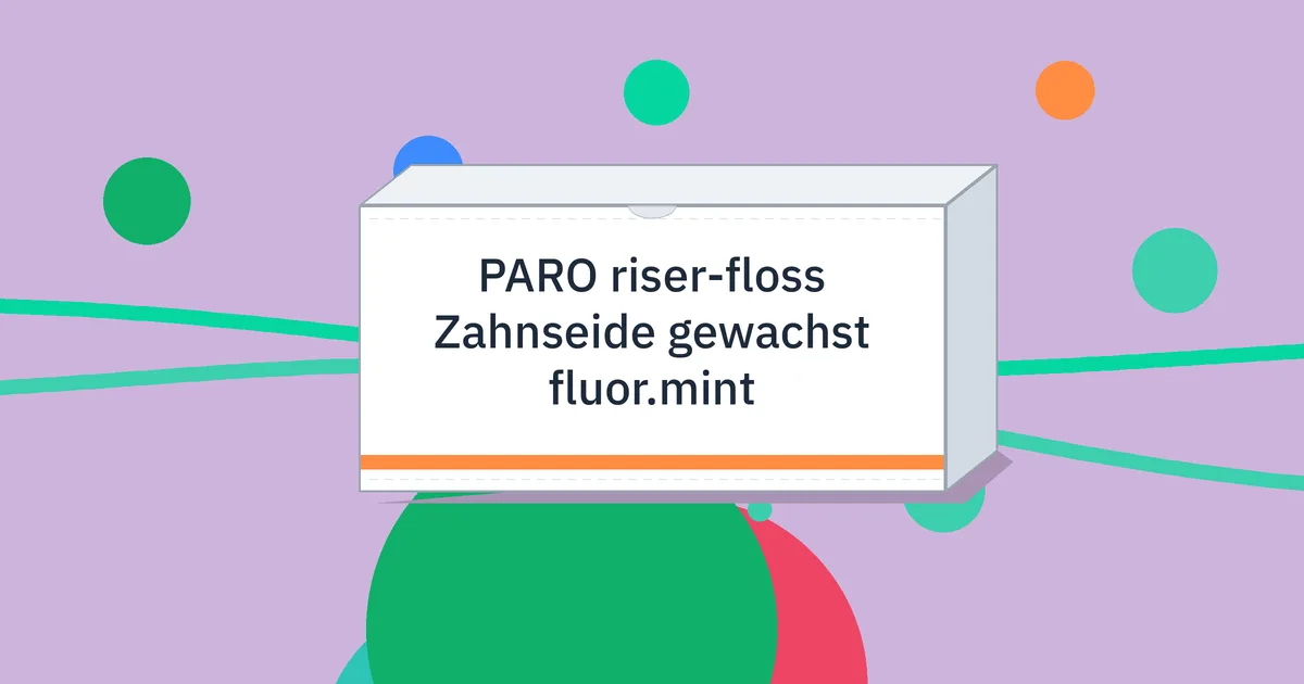 Symbolbild: Packung mit der Aufschrift PARO riser-floss Zahnseide gewachst fluor.mint (PZN 17373202) – Verfügbarkeit und Bezug in Apotheken in Frankfurt am Main