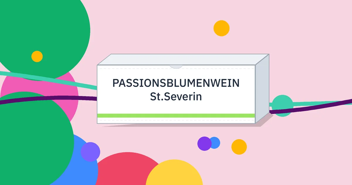 Symbolbild: Packung mit der Aufschrift PASSIONSBLUMENWEIN St.Severin (PZN 11322014) – Verfügbarkeit und Bezug in Apotheken in Frankfurt am Main