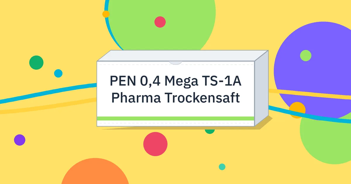 Symbolbild: Packung mit der Aufschrift PEN 0,4 Mega TS-1A Pharma Trockensaft (PZN 02855728) – Verfügbarkeit und Bezug in Apotheken in Frankfurt am Main