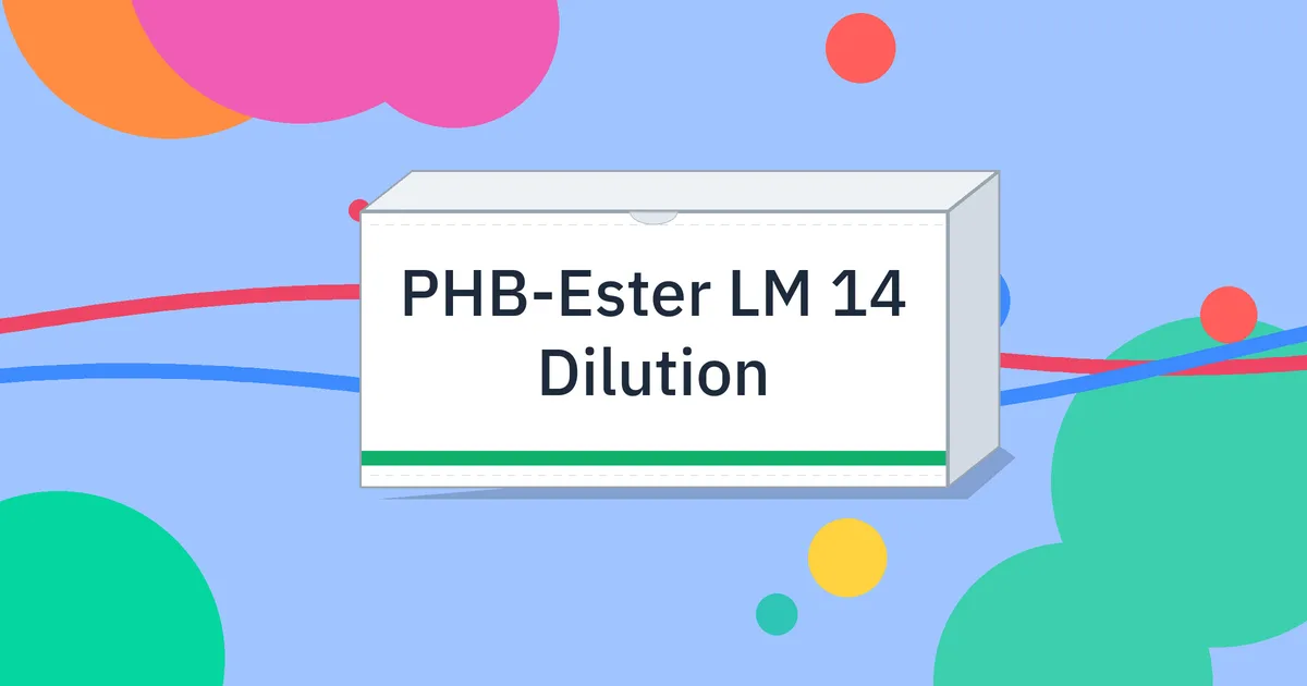 Symbolbild: Packung mit der Aufschrift PHB-Ester LM 14 Dilution (PZN 12978159) – Verfügbarkeit und Bezug in Apotheken in Frankfurt am Main