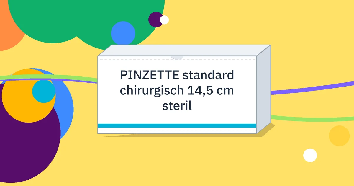 Symbolbild: Packung mit der Aufschrift PINZETTE standard chirurgisch 14,5 cm steril (PZN 17248336) – Verfügbarkeit und Bezug in Apotheken in Frankfurt am Main