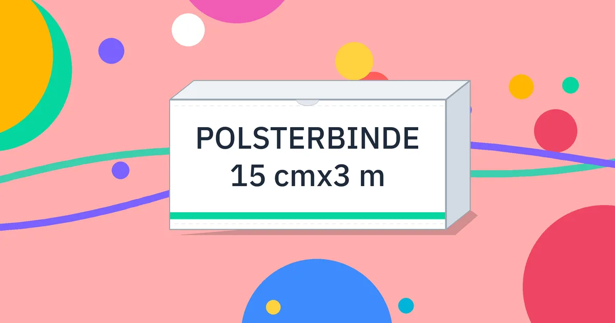 Symbolbild: Packung mit der Aufschrift POLSTERBINDE 15 cmx3 m (PZN 16002283) – Verfügbarkeit und Bezug in Apotheken in Frankfurt am Main