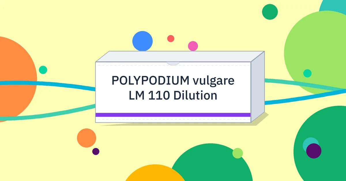 Symbolbild: Packung mit der Aufschrift POLYPODIUM vulgare LM 110 Dilution (PZN 13663630) – Verfügbarkeit und Bezug in Apotheken in Frankfurt am Main