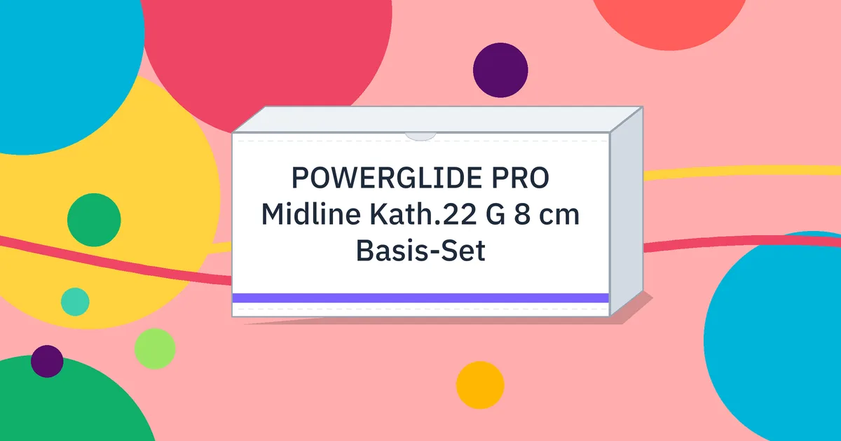 Symbolbild: Packung mit der Aufschrift POWERGLIDE PRO Midline Kath.22 G 8 cm Basis-Set (PZN 17151111) – Verfügbarkeit und Bezug in Apotheken in Frankfurt am Main