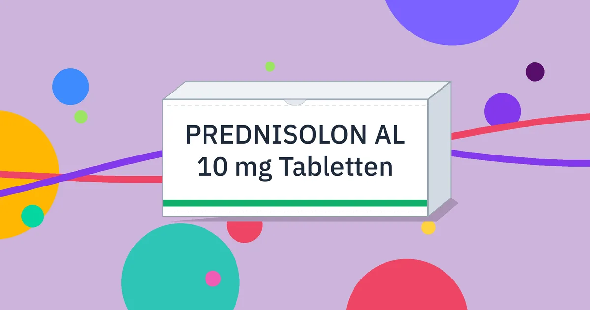 Symbolbild: Packung mit der Aufschrift PREDNISOLON AL 10 mg Tabletten (PZN 04208370) – Verfügbarkeit und Bezug in Apotheken in Frankfurt am Main