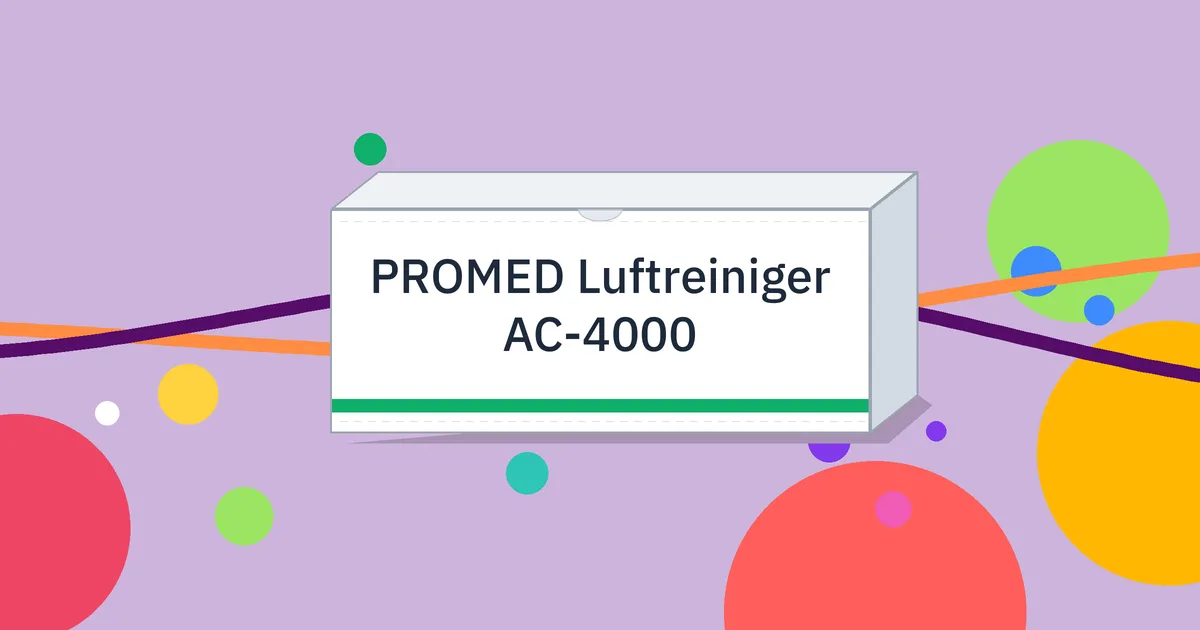 Symbolbild: Packung mit der Aufschrift PROMED Luftreiniger AC-4000 (PZN 17668305) – Verfügbarkeit und Bezug in Apotheken in Frankfurt am Main