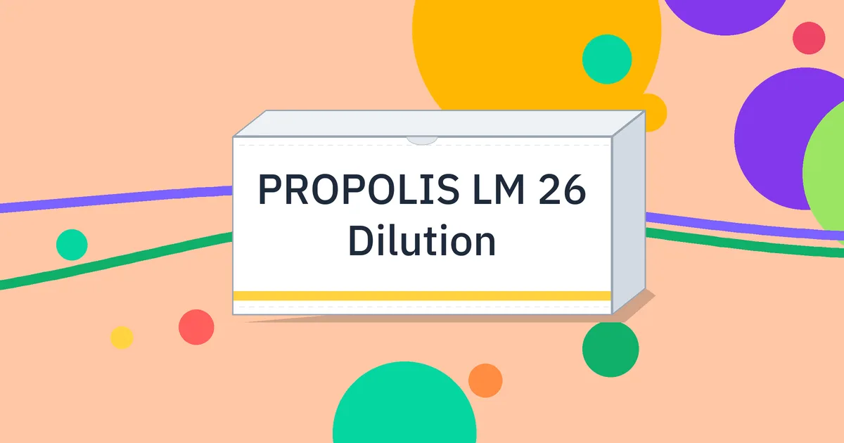 Symbolbild: Packung mit der Aufschrift PROPOLIS LM 26 Dilution (PZN 13044789) – Verfügbarkeit und Bezug in Apotheken in Frankfurt am Main