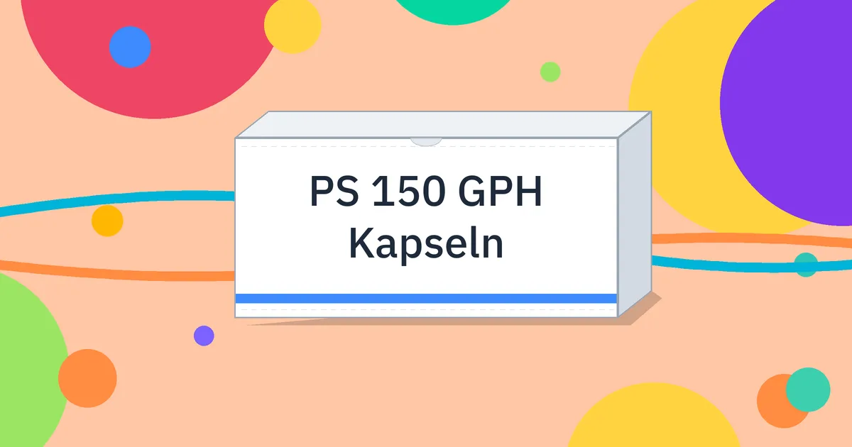 Symbolbild: Packung mit der Aufschrift PS 150 GPH Kapseln (PZN 09323584) – Verfügbarkeit und Bezug in Apotheken in Frankfurt am Main
