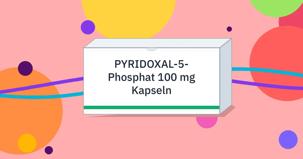 Symbolbild: Packung mit der Aufschrift PYRIDOXAL-5-Phosphat 100 mg Kapseln (PZN 18809417) – Verfügbarkeit und Bezug in Apotheken in Frankfurt am Main