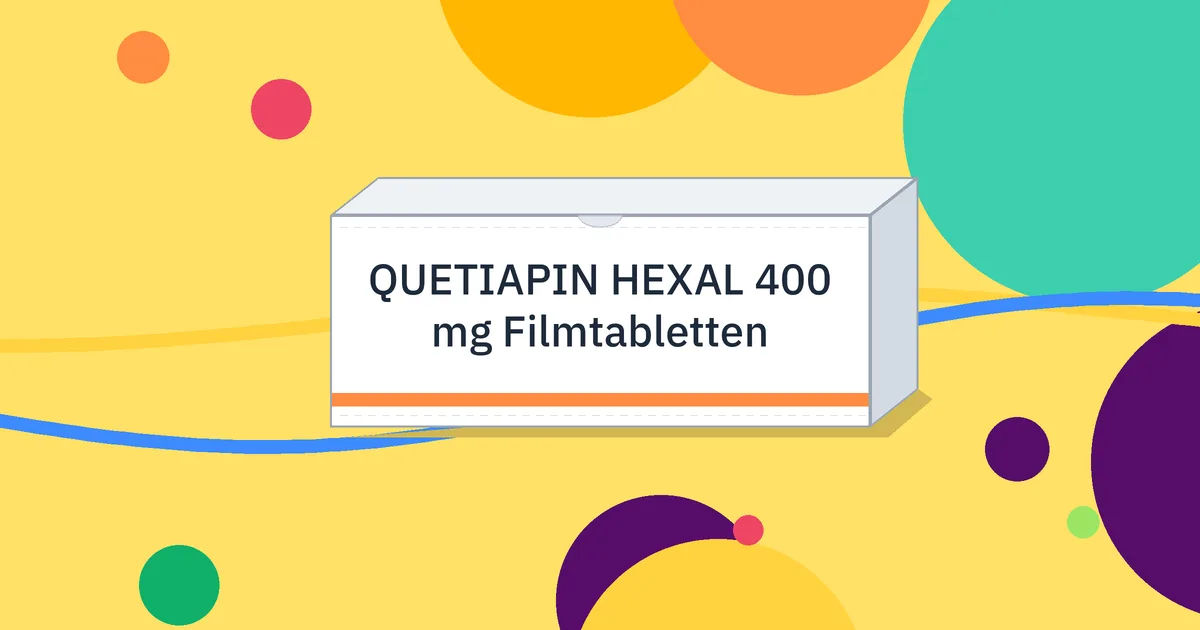Symbolbild: Packung mit der Aufschrift QUETIAPIN HEXAL 400 mg Filmtabletten (PZN 09339303) – Verfügbarkeit und Bezug in Apotheken in Frankfurt am Main