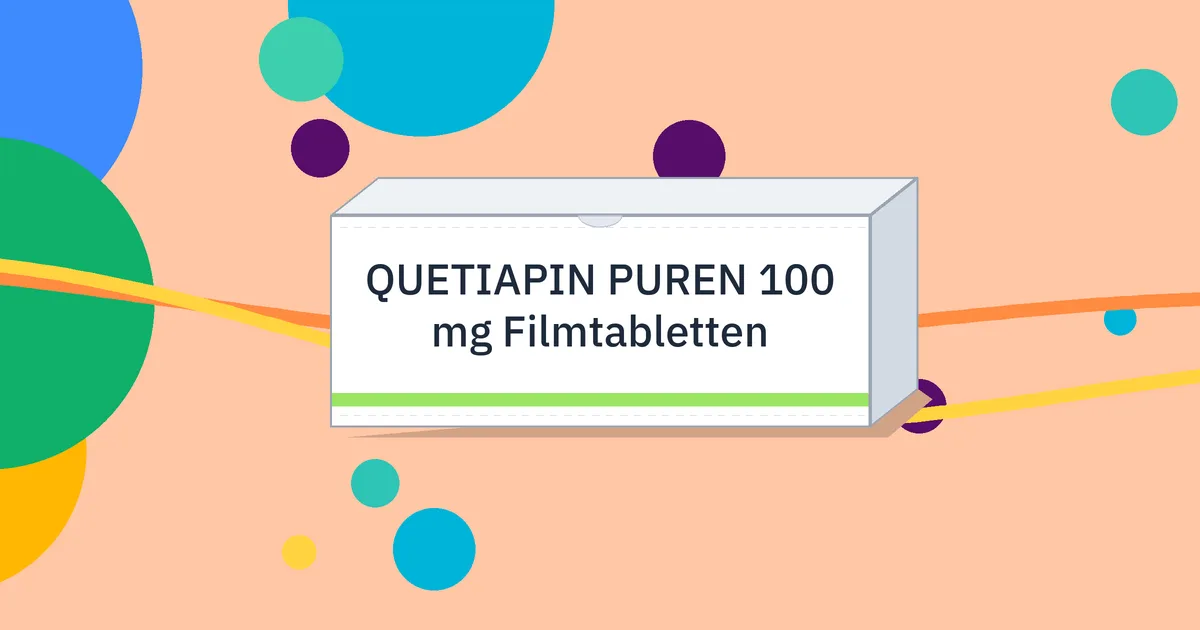 Symbolbild: Packung mit der Aufschrift QUETIAPIN PUREN 100 mg Filmtabletten (PZN 11357515) – Verfügbarkeit und Bezug in Apotheken in Frankfurt am Main