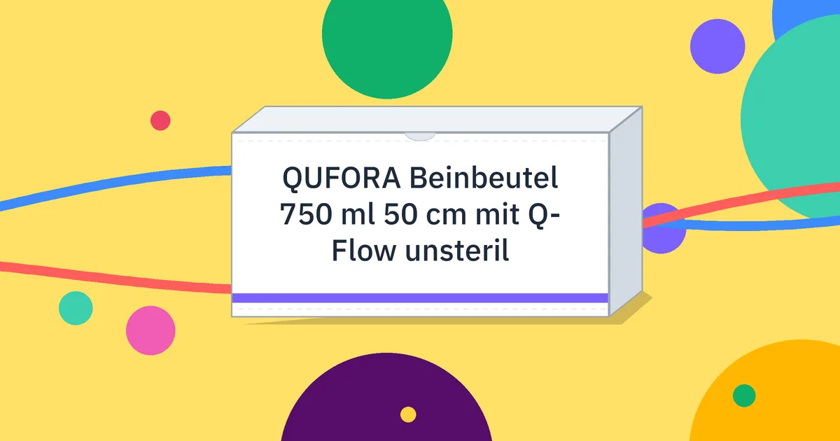 Symbolbild: Packung mit der Aufschrift QUFORA Beinbeutel 750 ml 50 cm mit Q-Flow unsteril (PZN 09223351) – Verfügbarkeit und Bezug in Apotheken in Frankfurt am Main