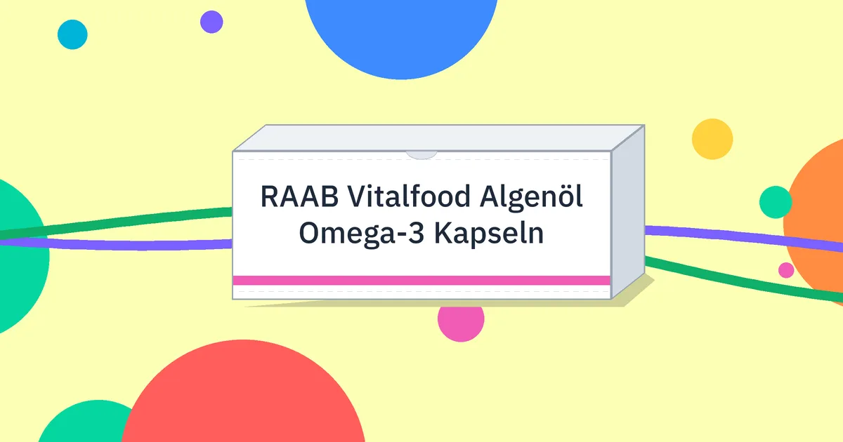 Symbolbild: Packung mit der Aufschrift RAAB Vitalfood Algenöl Omega-3 Kapseln (PZN 19401210) – Verfügbarkeit und Bezug in Apotheken in Frankfurt am Main