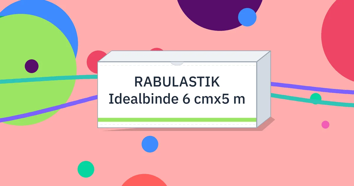 Symbolbild: Packung mit der Aufschrift RABULASTIK Idealbinde 6 cmx5 m (PZN 14382838) – Verfügbarkeit und Bezug in Apotheken in Frankfurt am Main