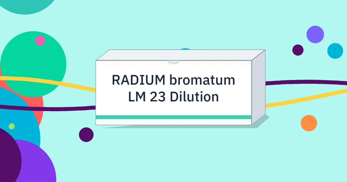 Symbolbild: Packung mit der Aufschrift RADIUM bromatum LM 23 Dilution (PZN 13046009) – Verfügbarkeit und Bezug in Apotheken in Frankfurt am Main