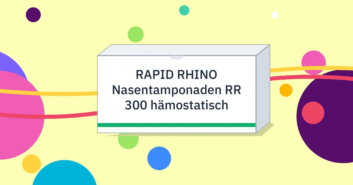 Symbolbild: Packung mit der Aufschrift RAPID RHINO Nasentamponaden RR 300 hämostatisch (PZN 04127192) – Verfügbarkeit und Bezug in Apotheken in Frankfurt am Main