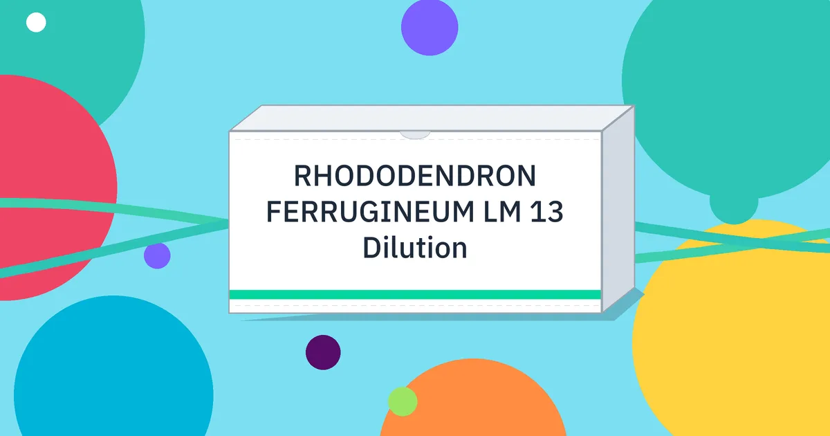 Symbolbild: Packung mit der Aufschrift RHODODENDRON FERRUGINEUM LM 13 Dilution (PZN 13051329) – Verfügbarkeit und Bezug in Apotheken in Frankfurt am Main