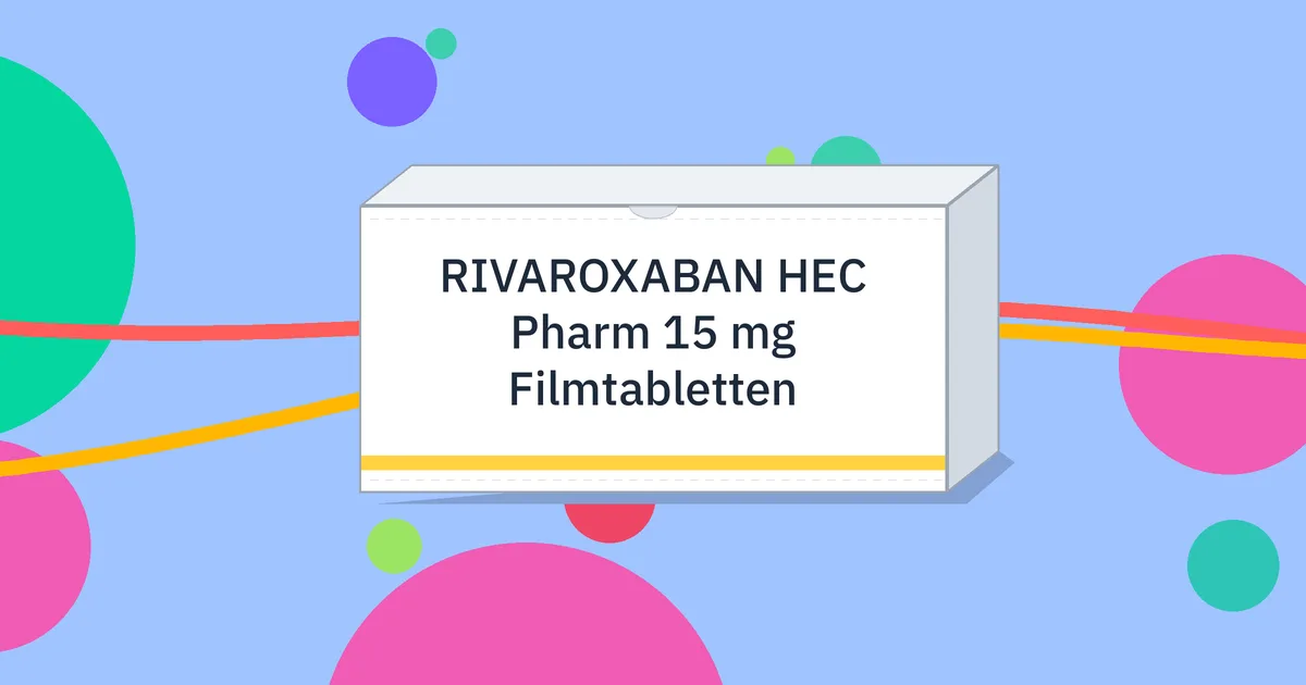 Symbolbild: Packung mit der Aufschrift RIVAROXABAN HEC Pharm 15 mg Filmtabletten (PZN 20183735) – Verfügbarkeit und Bezug in Apotheken in Frankfurt am Main
