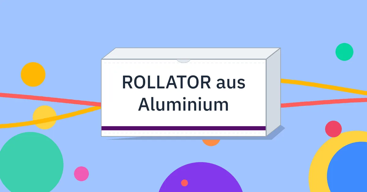 Symbolbild: Packung mit der Aufschrift ROLLATOR aus Aluminium (PZN 04608572) – Verfügbarkeit und Bezug in Apotheken in Frankfurt am Main