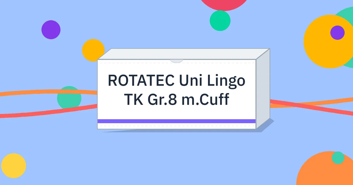Symbolbild: Packung mit der Aufschrift ROTATEC Uni Lingo TK Gr.8 m.Cuff (PZN 20925214) – Verfügbarkeit und Bezug in Apotheken in Frankfurt am Main