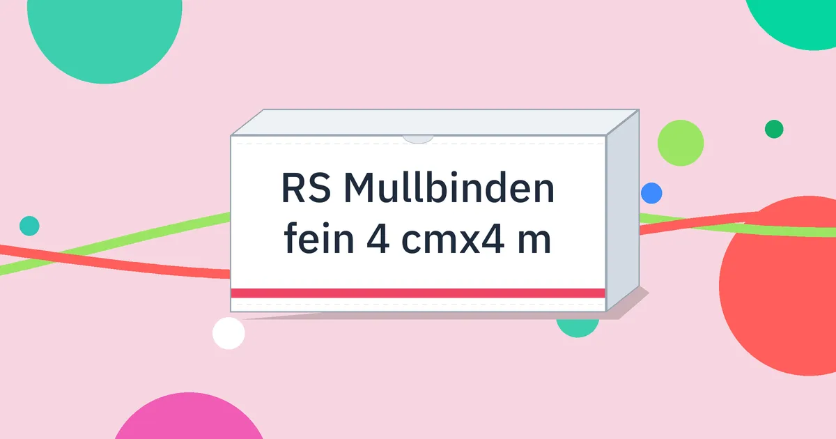 Symbolbild: Packung mit der Aufschrift RS Mullbinden fein 4 cmx4 m (PZN 02954471) – Verfügbarkeit und Bezug in Apotheken in Frankfurt am Main