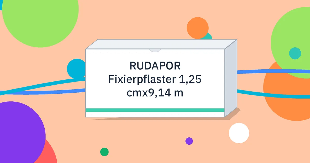 Symbolbild: Packung mit der Aufschrift RUDAPOR Fixierpflaster 1,25 cmx9,14 m (PZN 15892889) – Verfügbarkeit und Bezug in Apotheken in Frankfurt am Main
